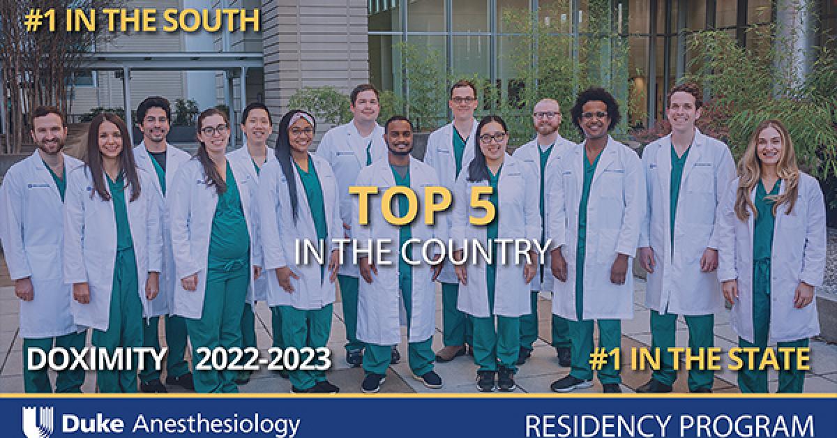 Duke Anesthesiology Residency Program Ranks Among Nation’s Top Five ...