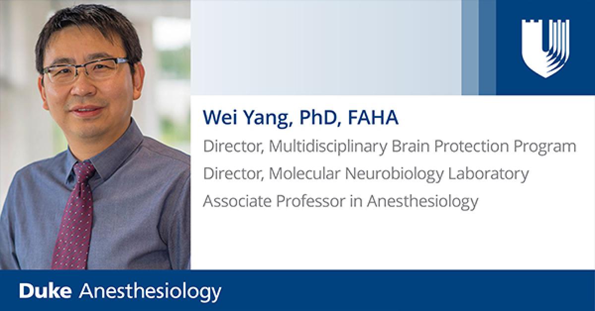 Dr. Yang Appointed Program Director | Duke Department of Anesthesiology
