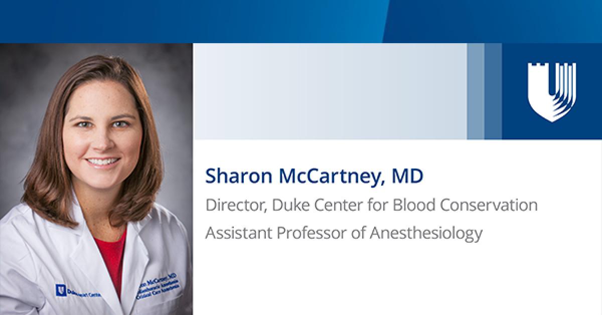 Dr. McCartney Appointed Director of the Center for Blood Conservation ...